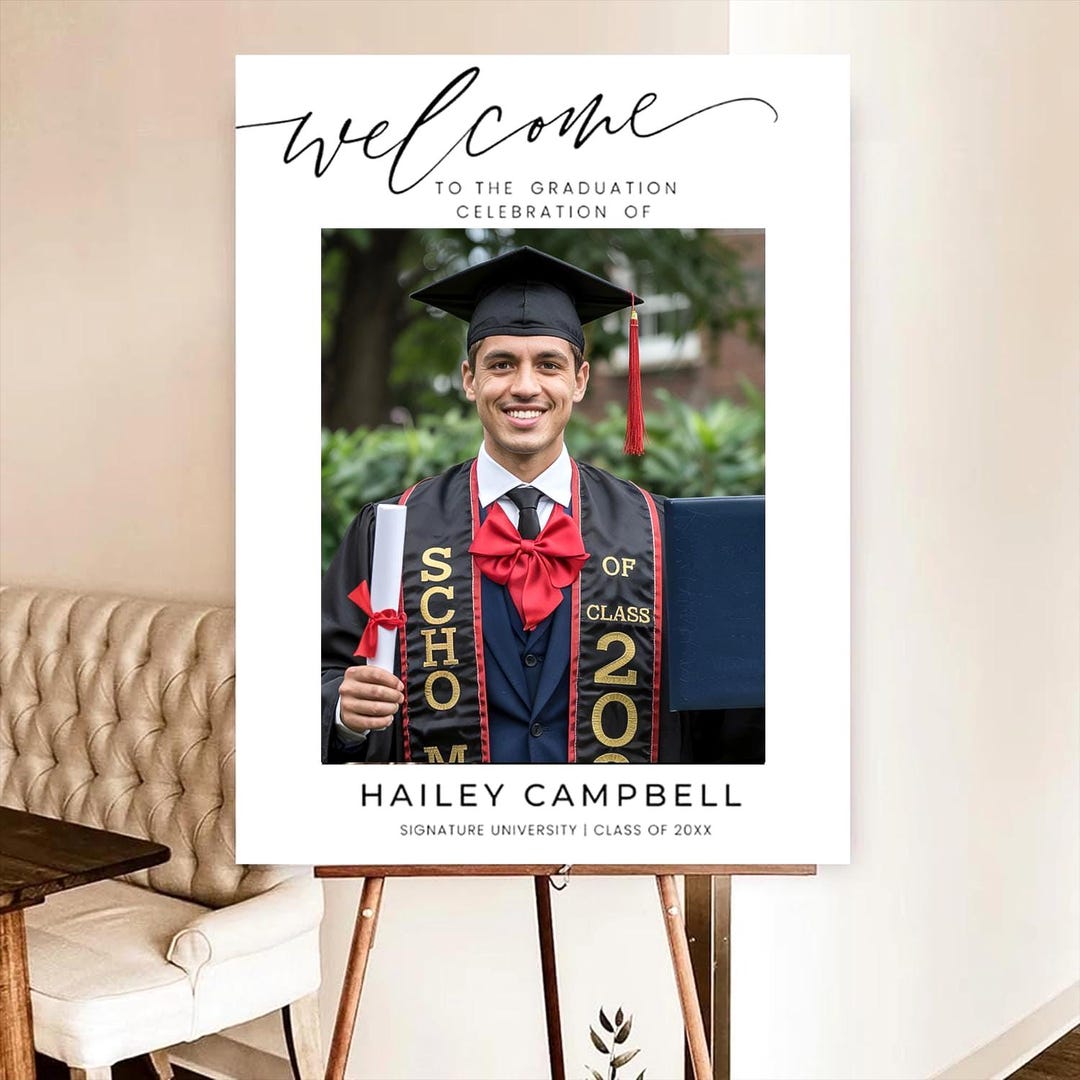 Custom Graduation Welcome Sign, Personalized Photo Graduation Party ...