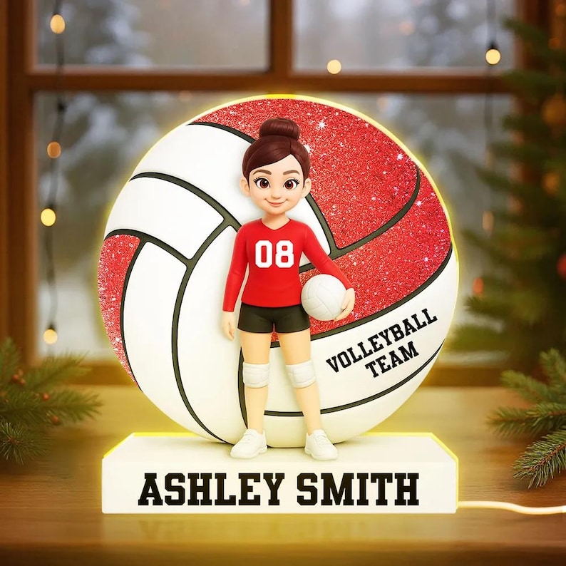 Volleyball Night Light Box, Volleyball Player LED Light, Personalized ...