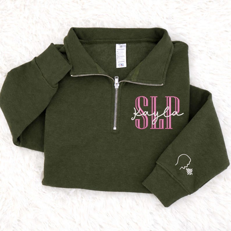 Personalized Speech Language Pathologist Quarter Zip Sweatshirt, SLP ...