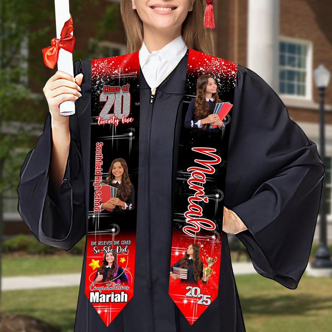 Personalized Graduation Stole With Photos, Your School Colors Custom ...
