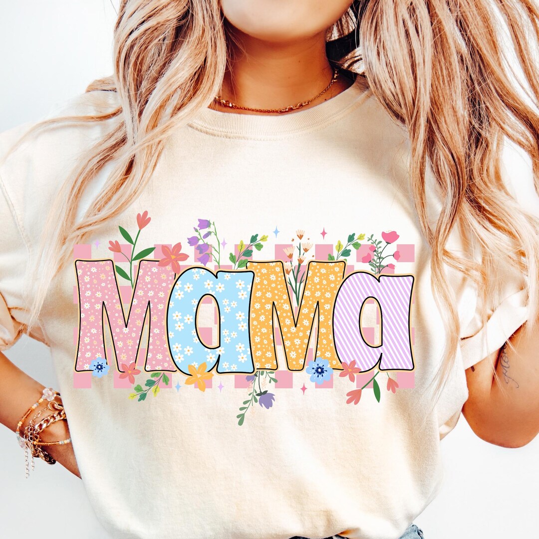 Preppy Mom Wildflowers Png, Pink Floral, Stripes, Mom Flower Png ...