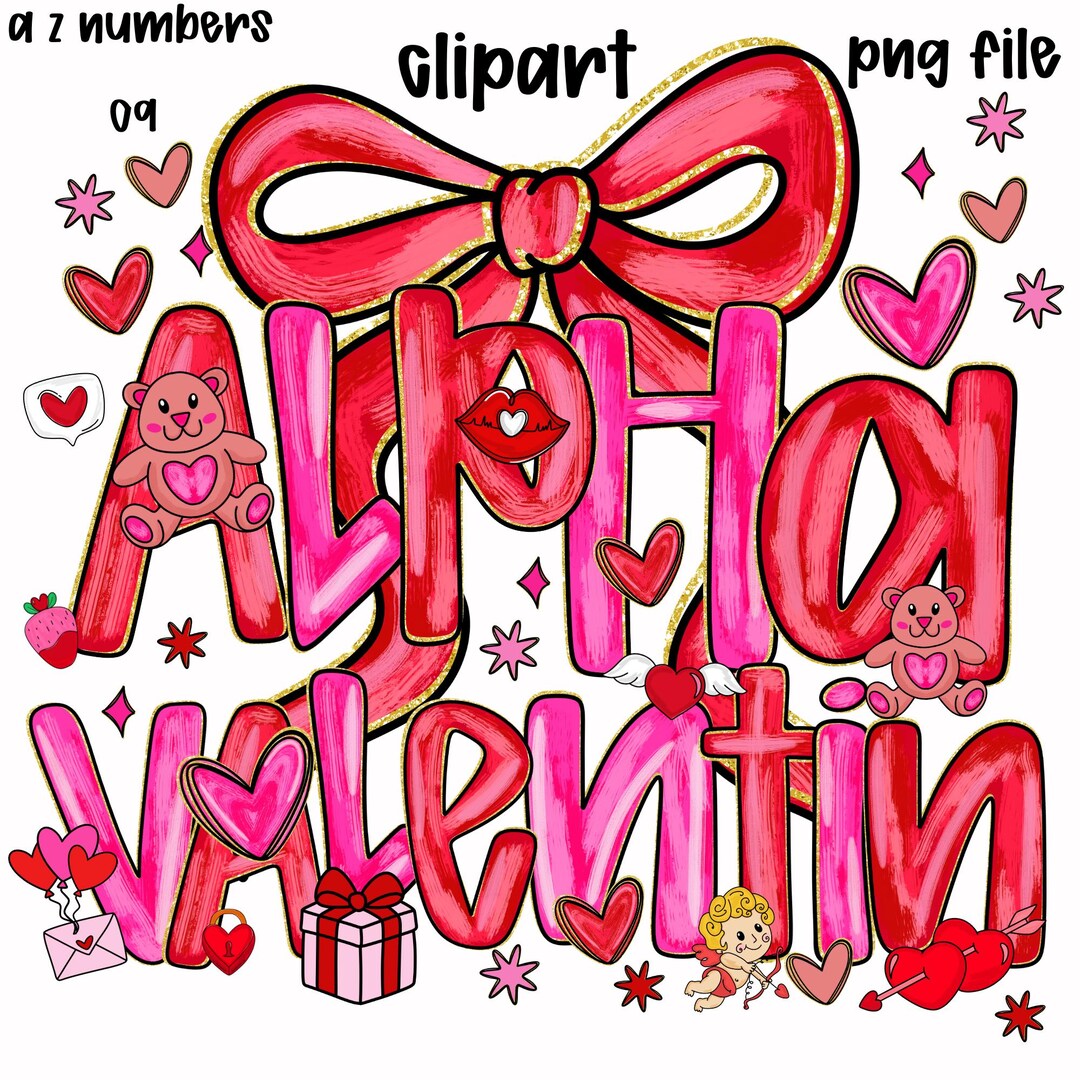 Valentine Heart Alphabet Clipart • Pink & Red PNG (digital Download) - Etsy