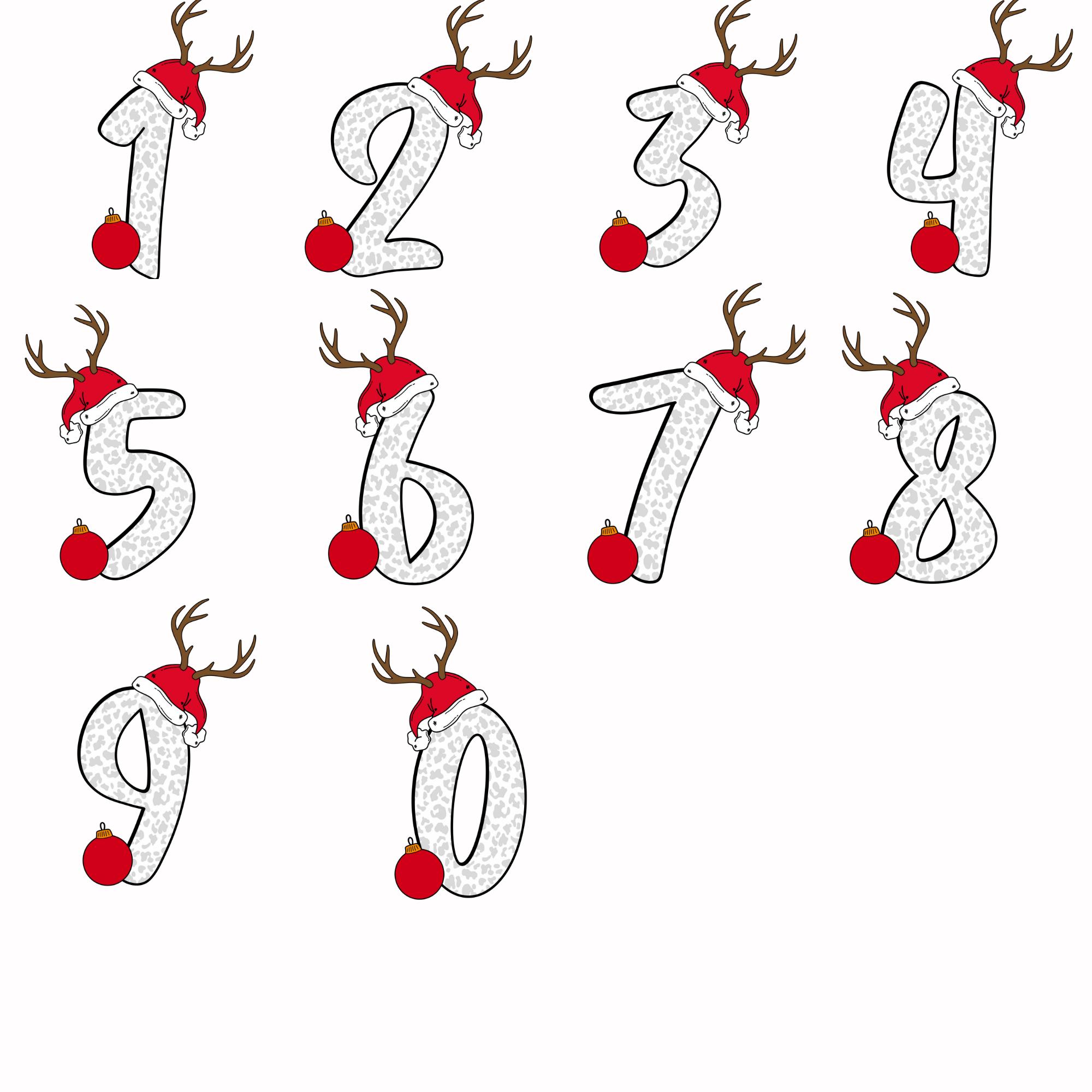 Christmas Alphabet PNG | Santa Hat Reindeer Letters, Numbers (digital ...
