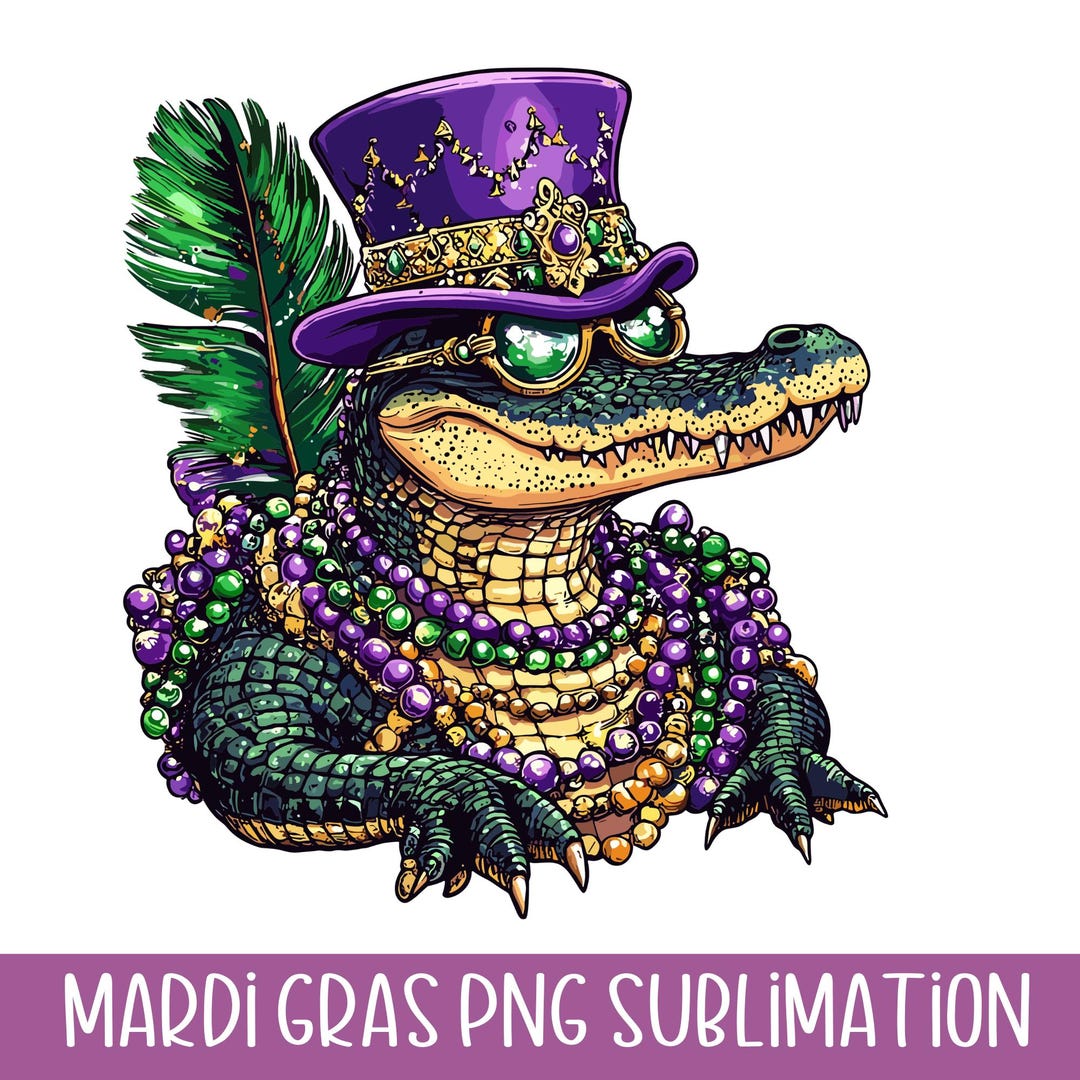 Mardi Gras Alligator Png, Mardi Gras Sublimation Png, Alligator ...
