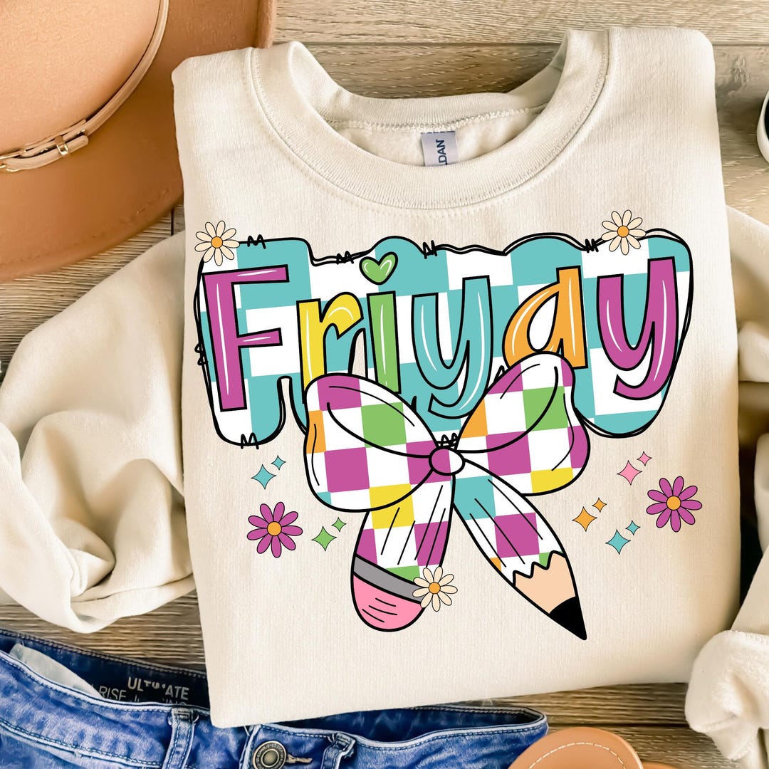 Happy Friday Png, Retro Plaid Friday Png, Friday Png, Teacher Png ...