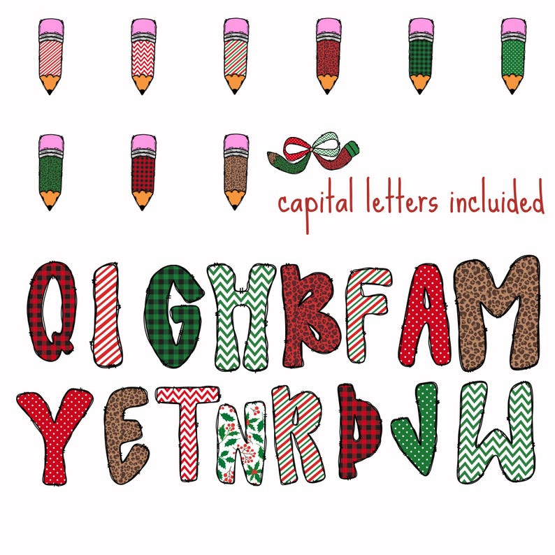 Preppy Christmas Alphabet PNG: Leopard Print Holly Letters (digital ...