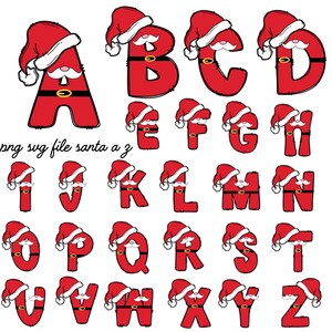 Santa Claus Alphabet PNG: Christmas Doodle Font (digital Download ...