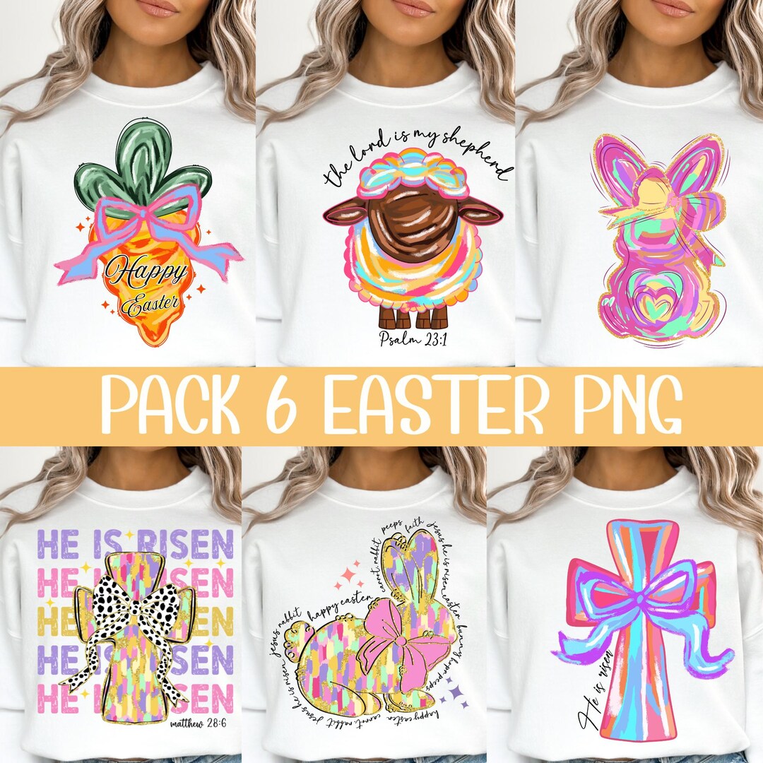 Easter Bunny Brush Stroke Bundle Png, Flirty Bunny Bow Png, He is Risen ...