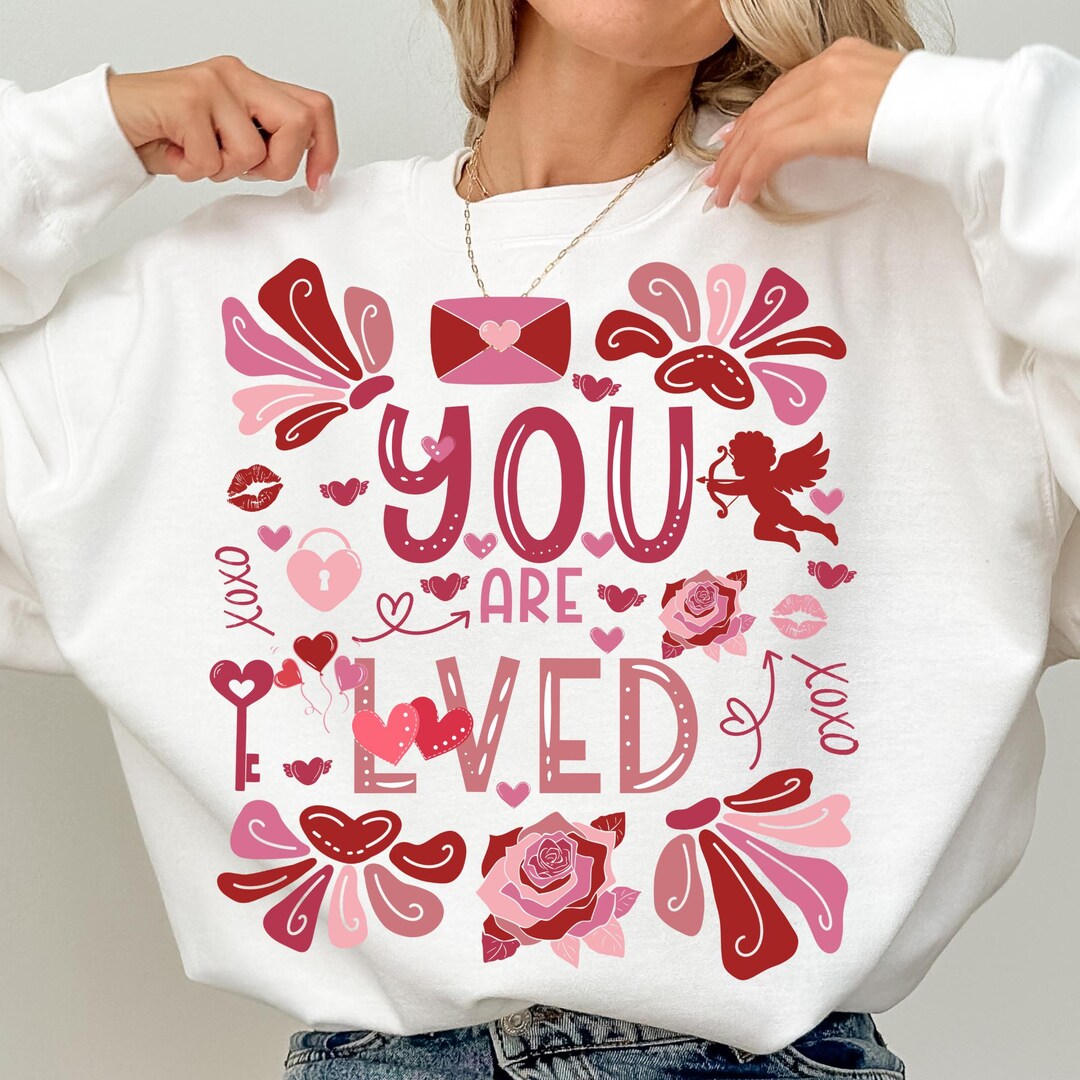 You Are Loved Png, Boho Valentine Floral Png, Flirty Valentine Heart ...