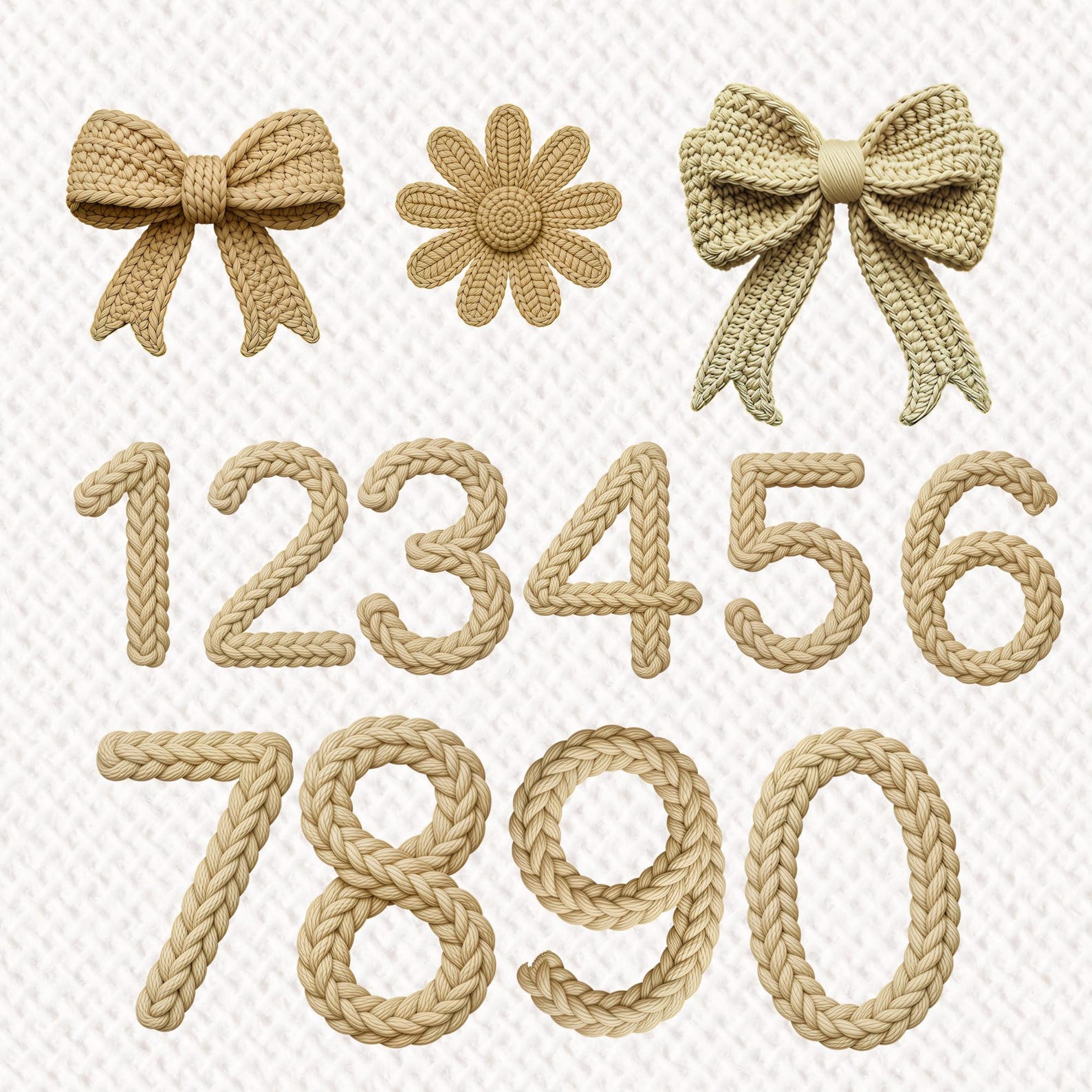 Woven Rope Alphabet PNG Font | Embroidered Letters & Numbers ...