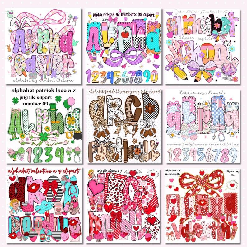 Mega Alphabet PNG Bundle – Holiday & School Clipart (digital Download ...