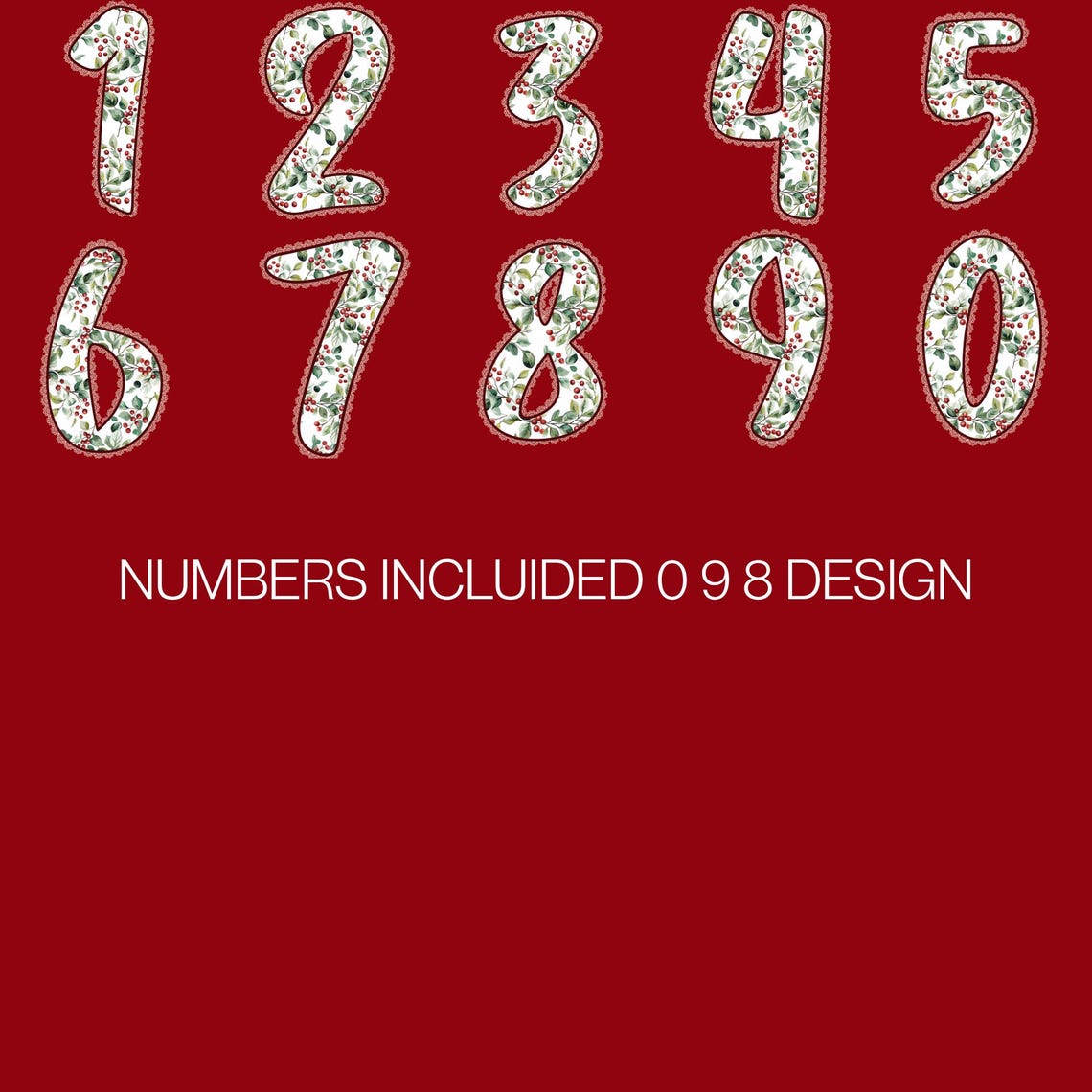 Christmas PNG Font Bundle – Floral Alphabet, Numbers, Lace Frames ...