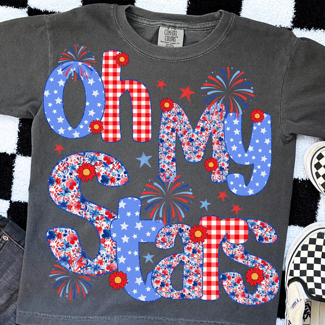 Flirty Floral Oh My Star Glitter Png, America Png, Preppy USA Floral ...