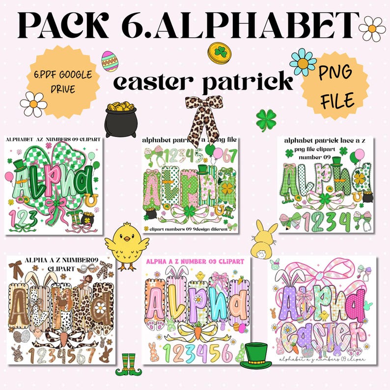 Paquete PNG del alfabeto de Pascua del Día de San Patricio: Letras de ...