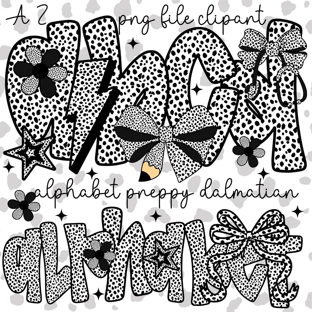 Dalmatian Alphabet PNG: Preppy Grandmillennial Letters (digital ...
