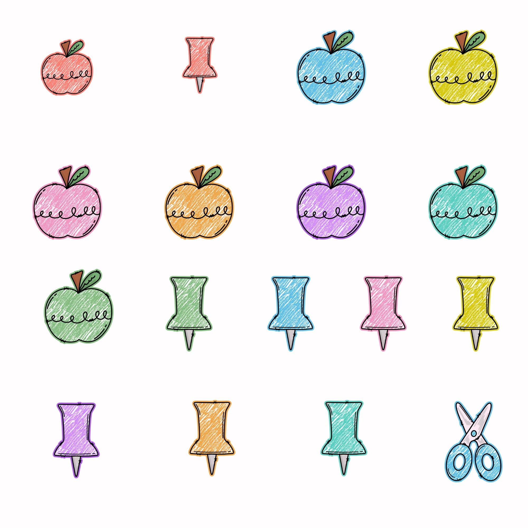 Crayon Alphabet PNG | Retro School Letters Clipart (digital Download ...