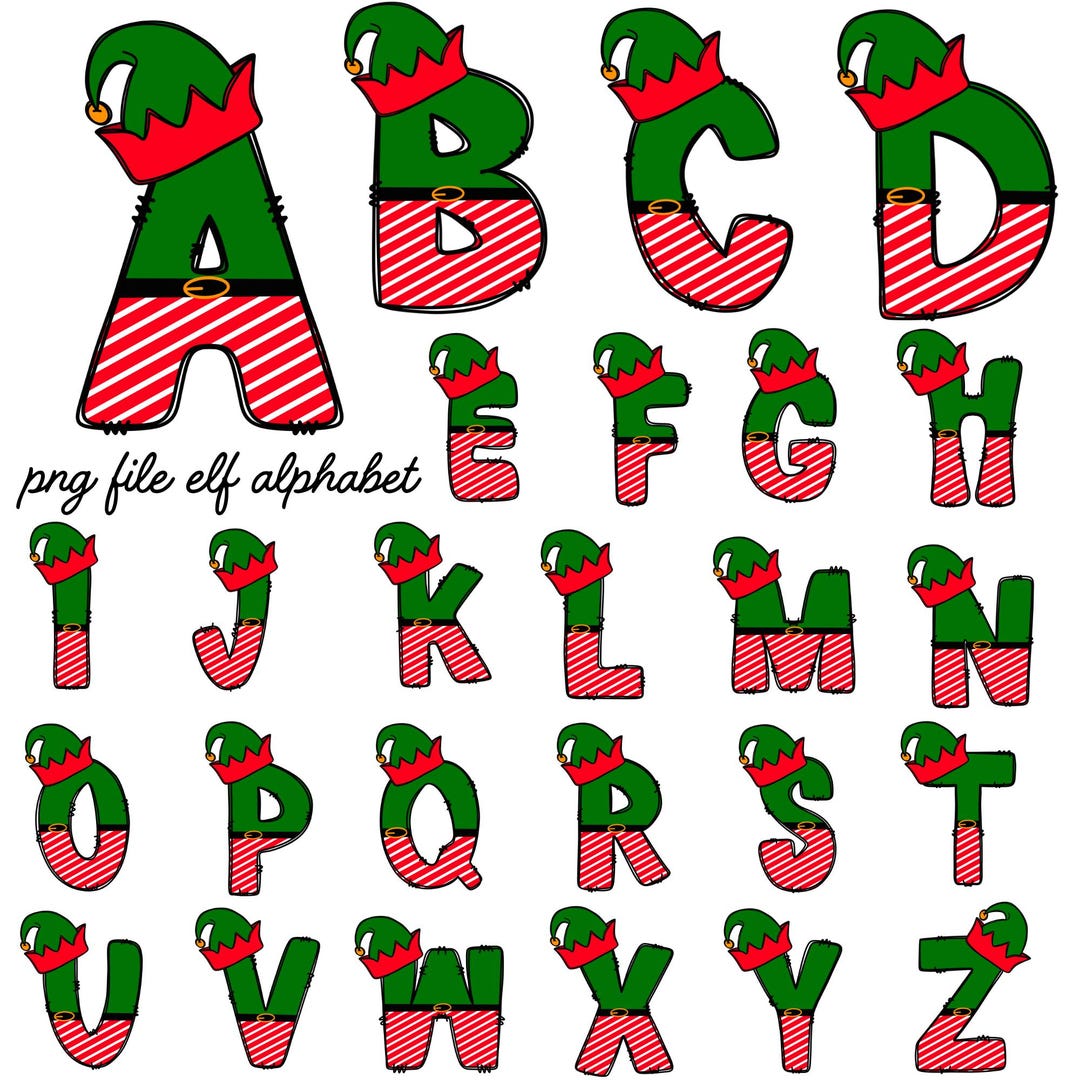 Christmas Elf Alphabet PNG: Holiday Clipart Bundle (digital Download ...