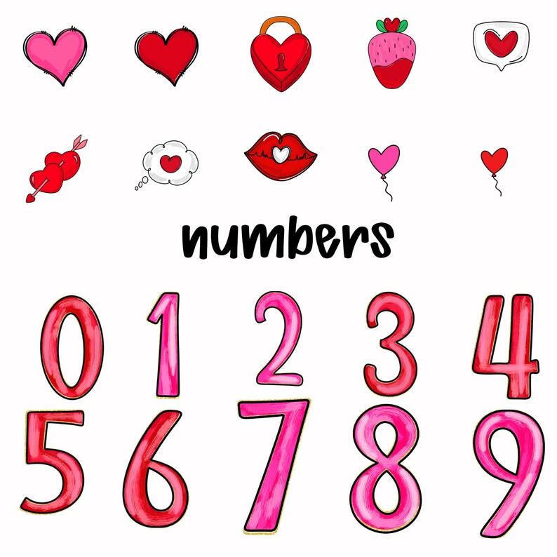 Valentine Heart Alphabet Clipart • Pink & Red PNG (digital Download) - Etsy
