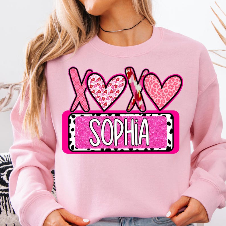 Custom Girl Name XOXO Valentine Png, Valentine Png, Valentine Heart PNG ...