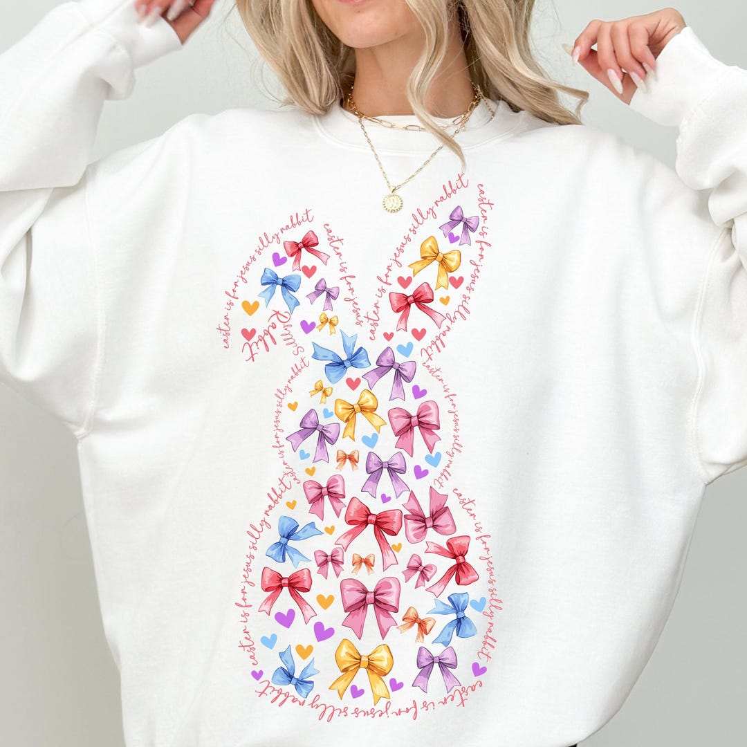 Bow Png, Easter Spring Bunny Png, Spring Png, Floral Easter Bunny Png ...