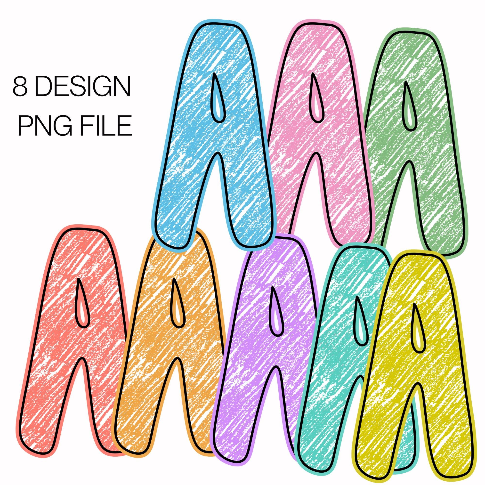 Crayon Alphabet PNG | Retro School Letters Clipart (digital Download ...