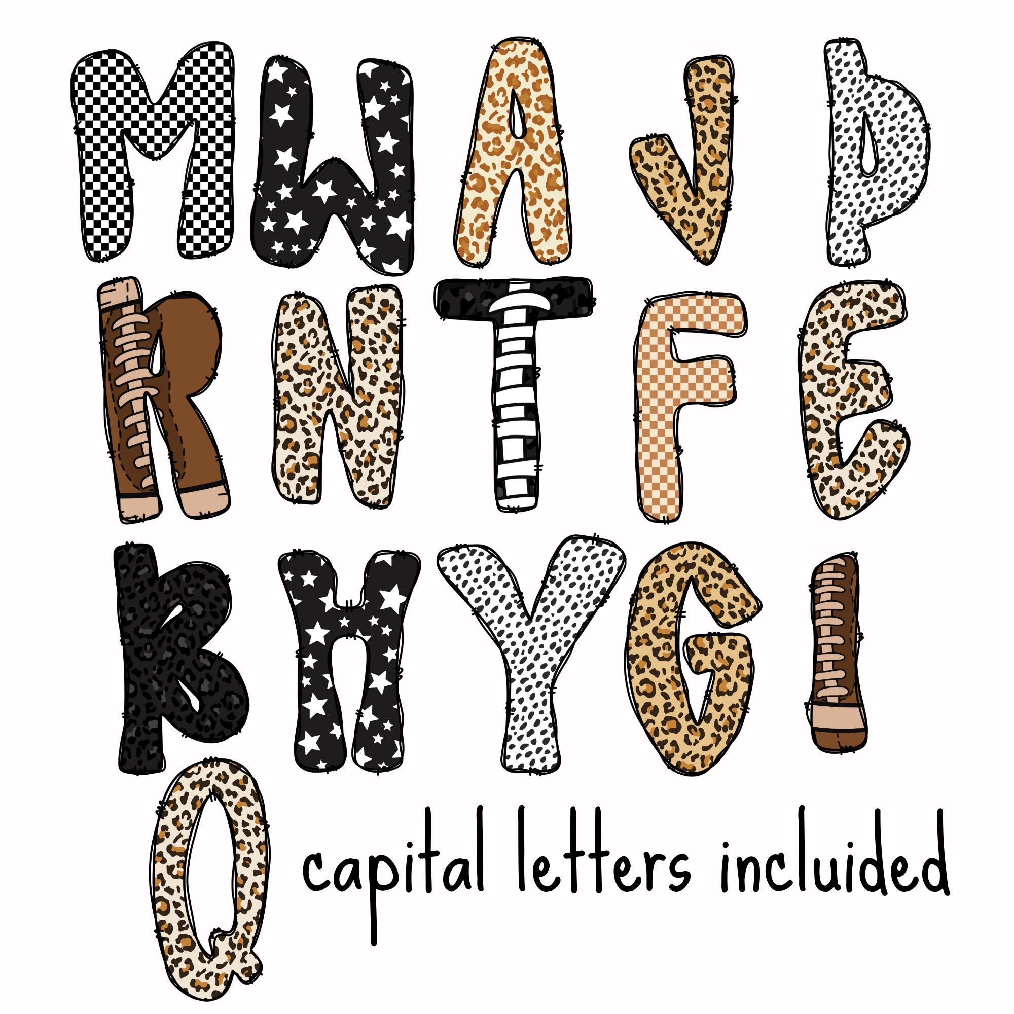 Preppy Alphabet PNG Bundle: Grandmillennial Game Day Letters (digital ...