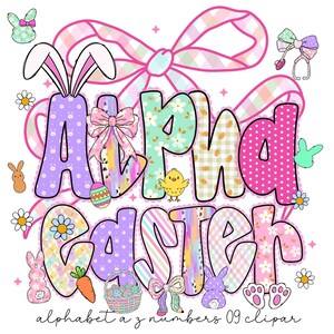 Bunny Doodle Easter Alphabet PNG Clipart | Sublimation Letters (digital ...