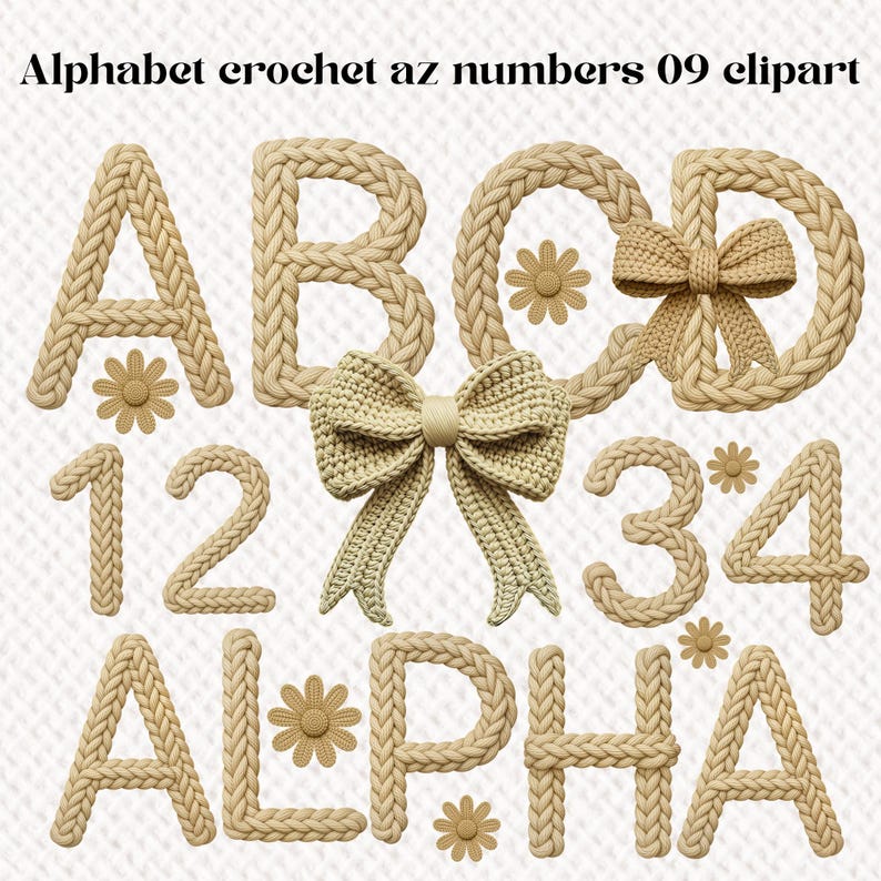 Woven Rope Alphabet PNG Font | Embroidered Letters & Numbers ...