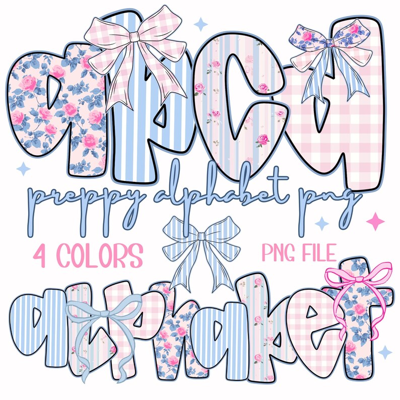 Preppy Floral Alphabet PNG: Retro Font, Grandmillennial Style (digital ...