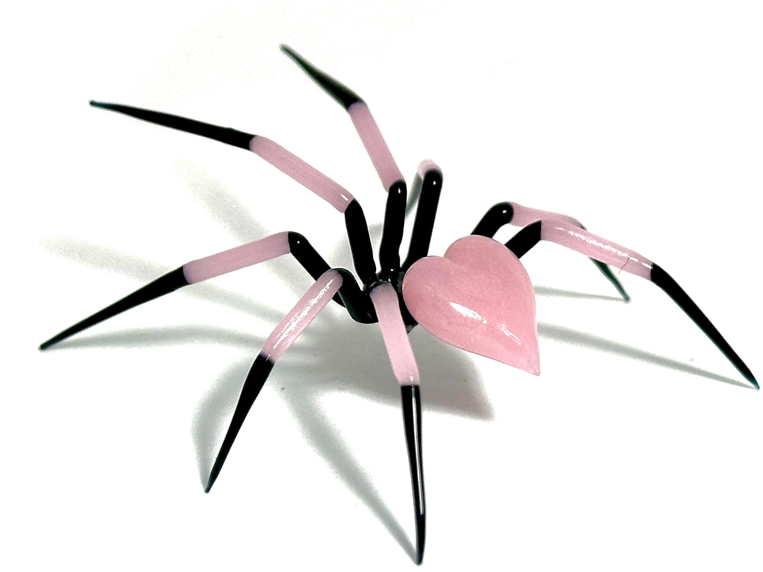 Pink Heart Spider - Glass Figurine Sculpture - Etsy
