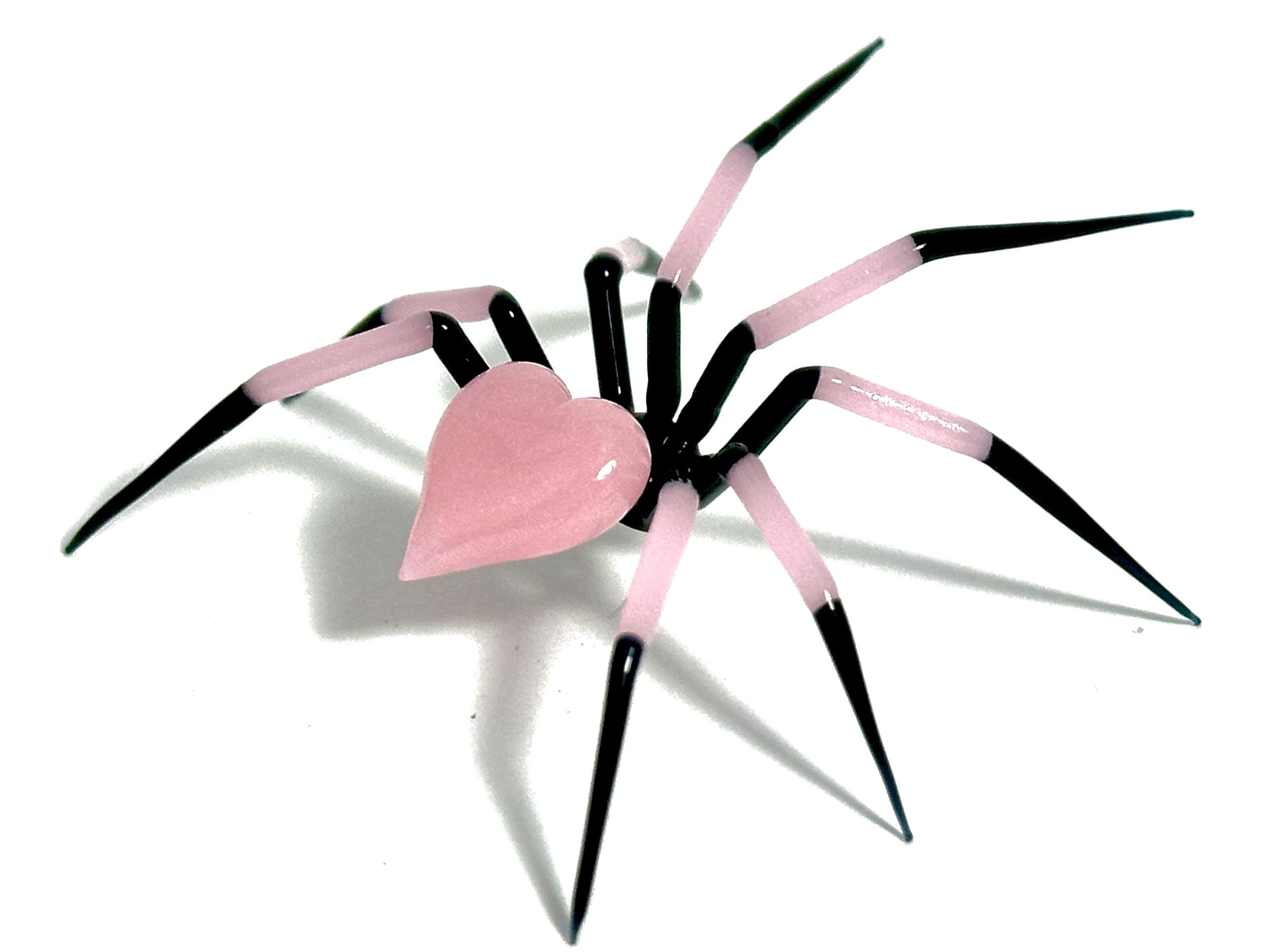 Pink Heart Spider - Glass Figurine Sculpture - Etsy