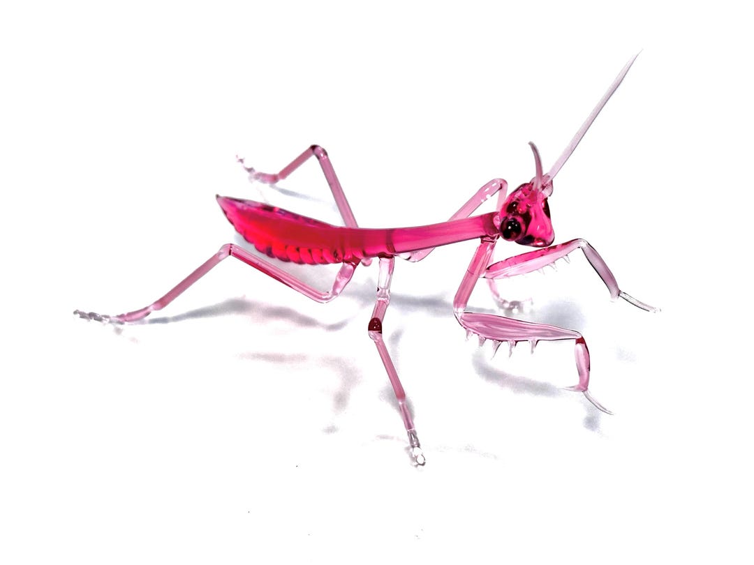 Fantasy Pink Praying Mantis - Glass Figurine Sculpture - Etsy
