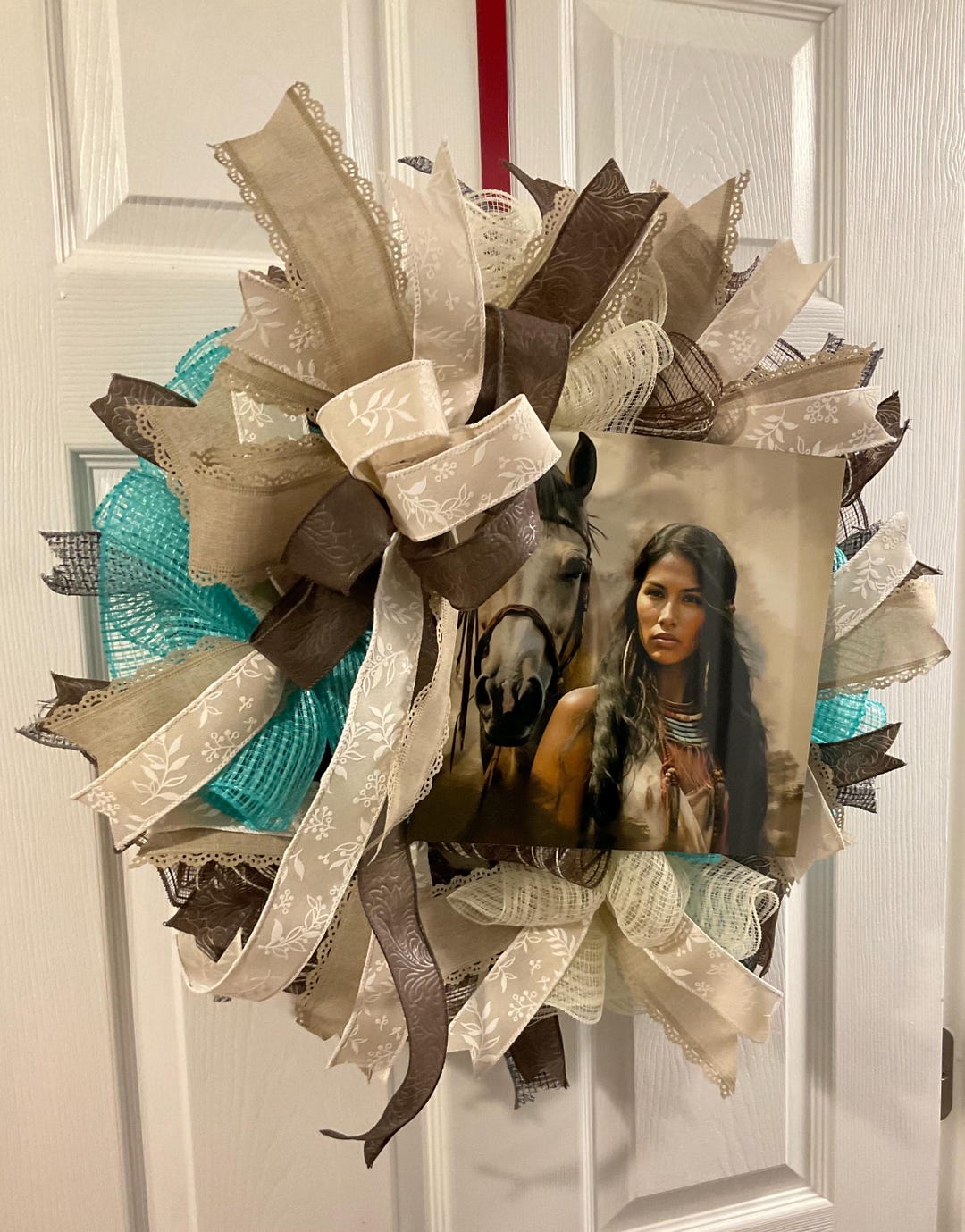 Native American Wreath With Beautiful Shades of Brown,cream and Teal ...