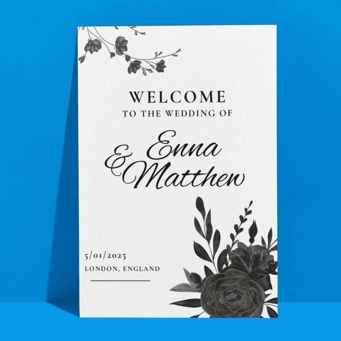 Simple Wedding Welcome Poster | Wedding Sign | Personalised Template ...