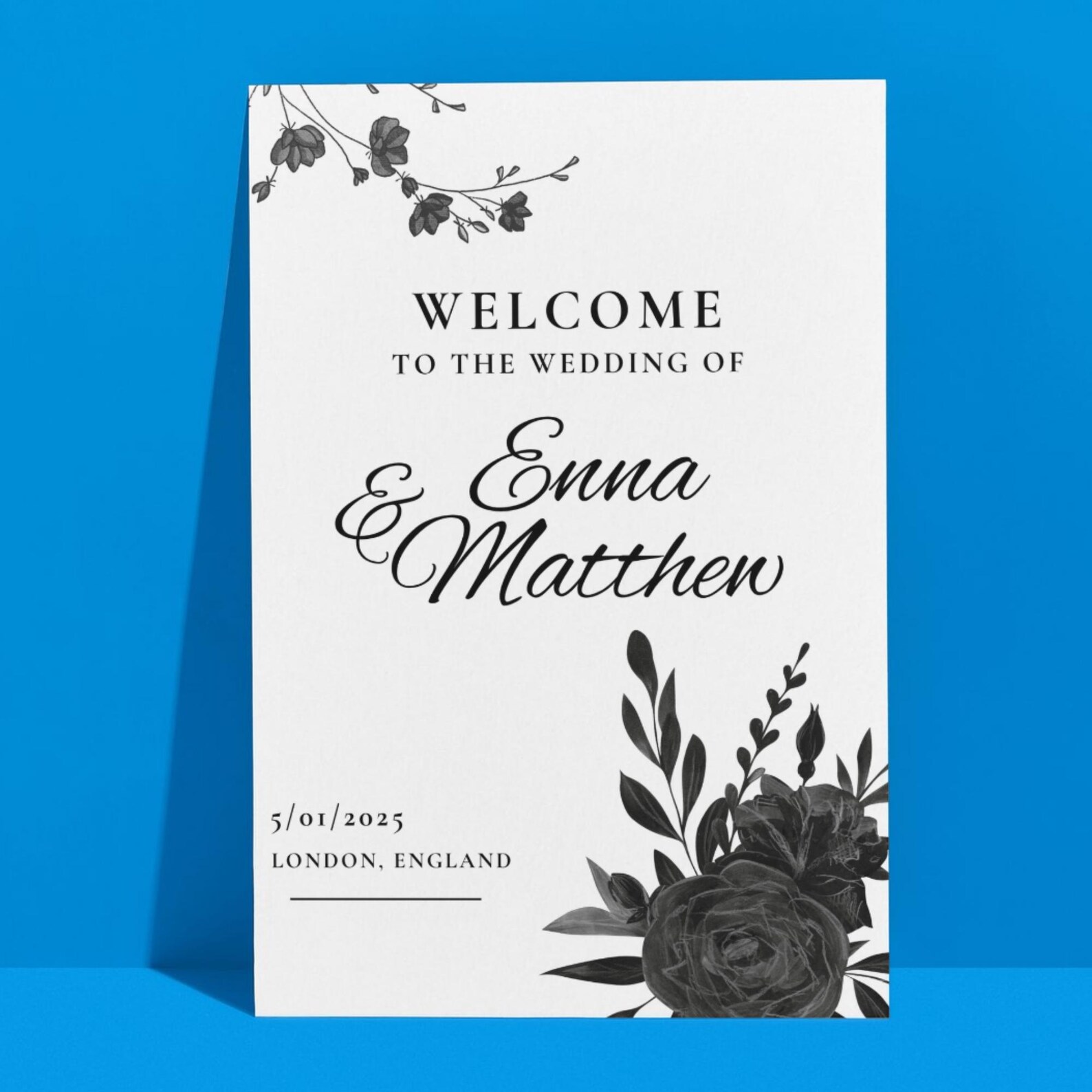 Simple Wedding Welcome Poster | Wedding Sign | Personalised Template ...