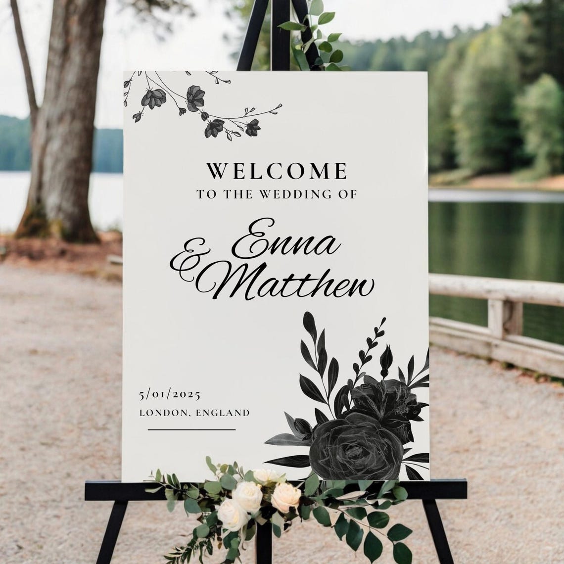 Simple Wedding Welcome Poster | Wedding Sign | Personalised Template ...