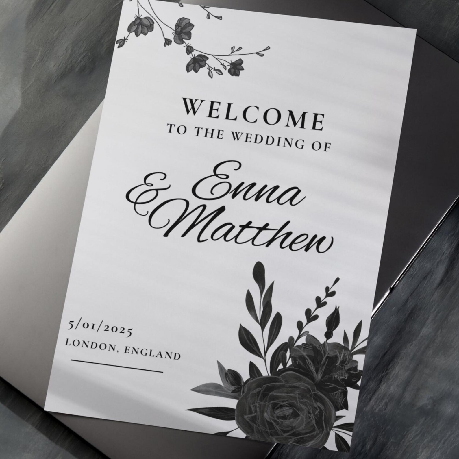 Simple Wedding Welcome Poster | Wedding Sign | Personalised Template ...