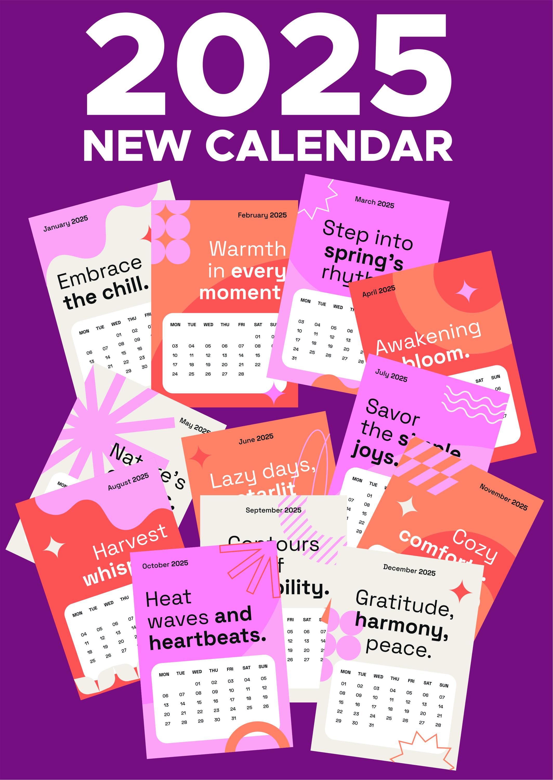 2025 Calendar Printable, Cute Kids Calendar 2025, Wall Calendar, JPG ...