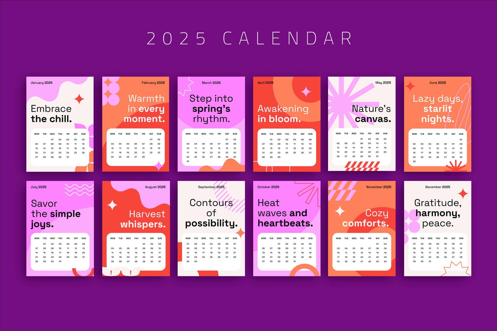 2025 Calendar Printable, Cute Kids Calendar 2025, Wall Calendar, JPG ...