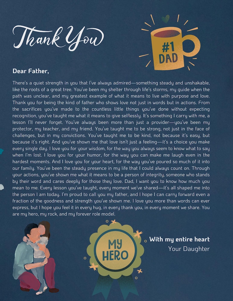 Thank You, Dad - A Heartfelt Letter From Your Daughter - Etsy
