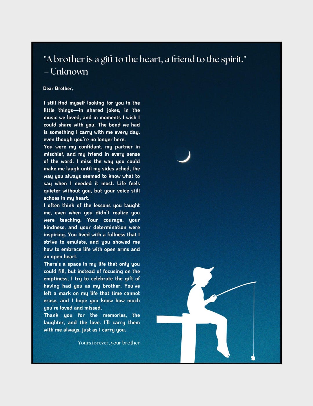 Heartfelt Memorial Letter to a Brother - Loving Tribute Keepsake - Etsy