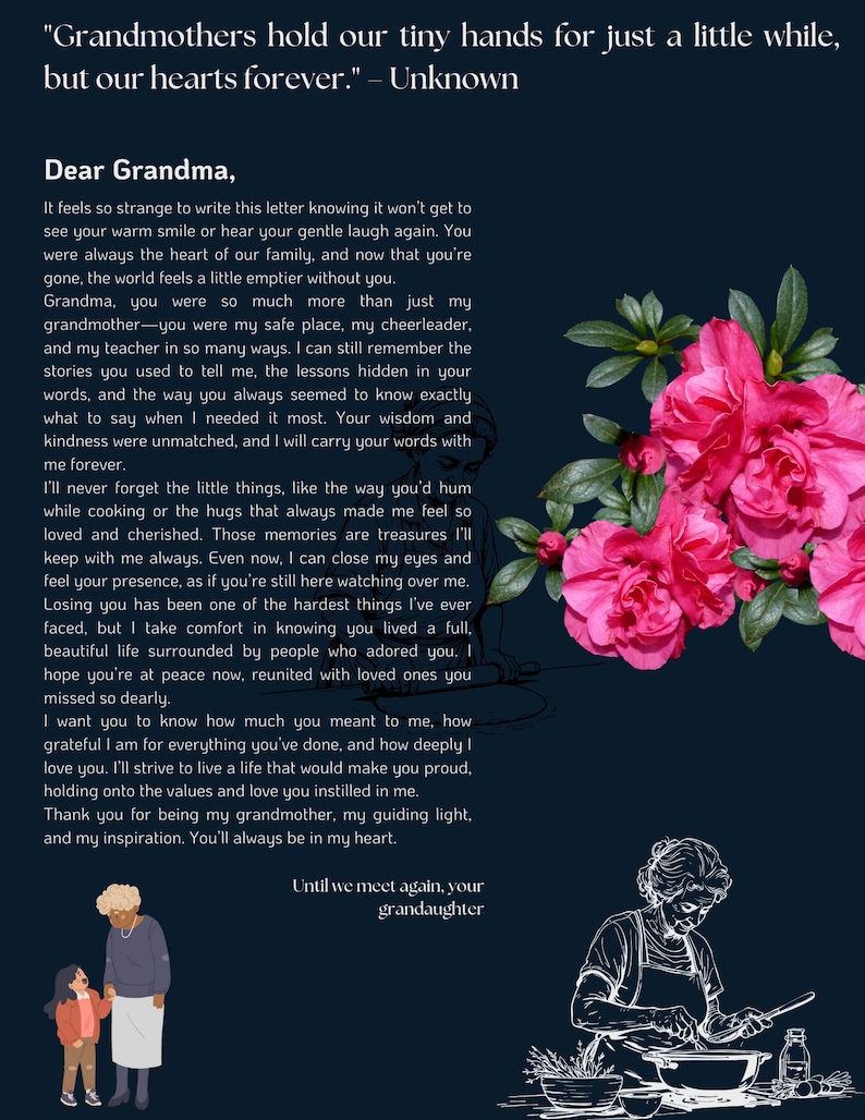 Dear Grandma Memorial Letter – Granddaughter's Heartfelt Tribute to ...