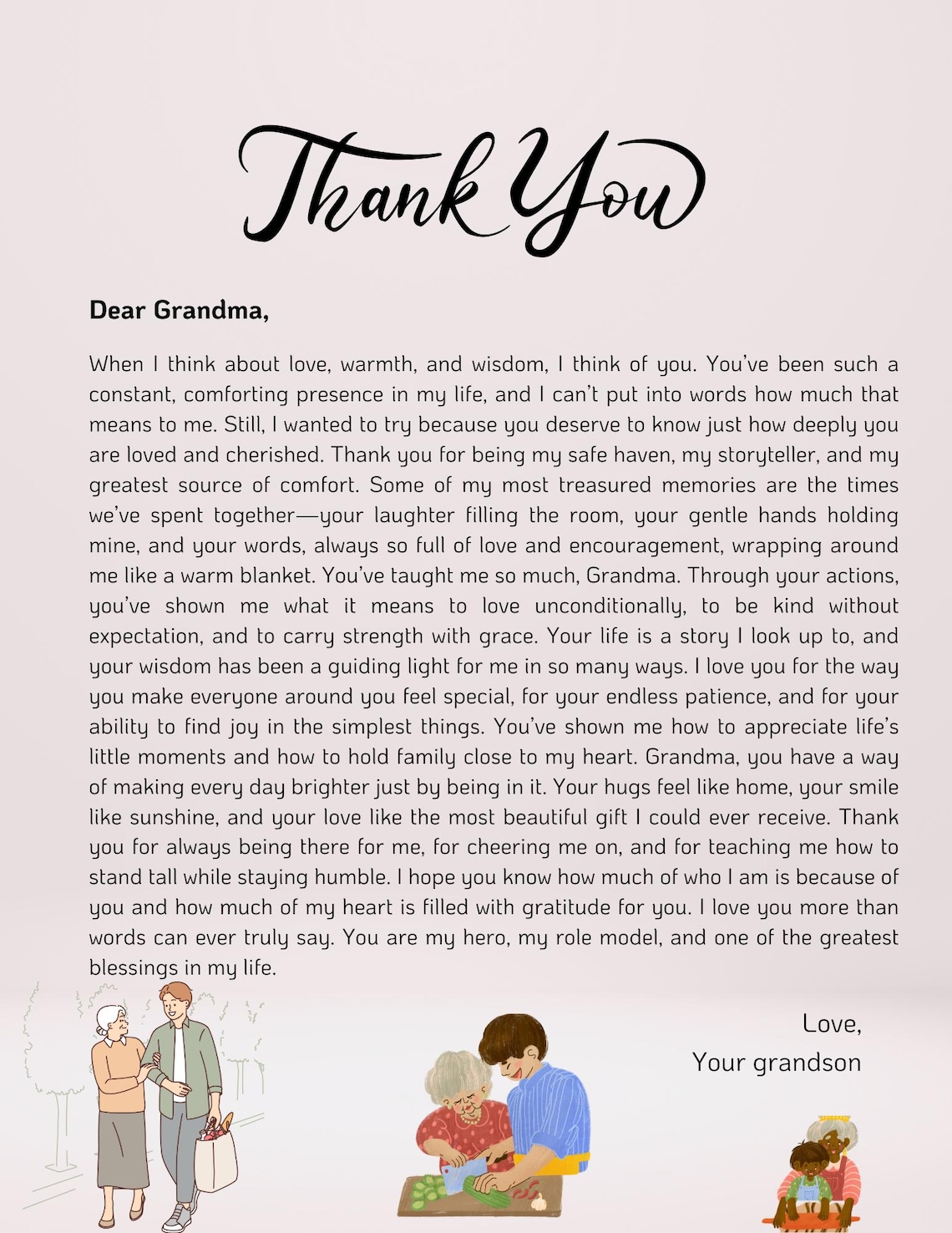 Heartfelt Thank-you Letter for Grandma From a Devoted Grandson ...