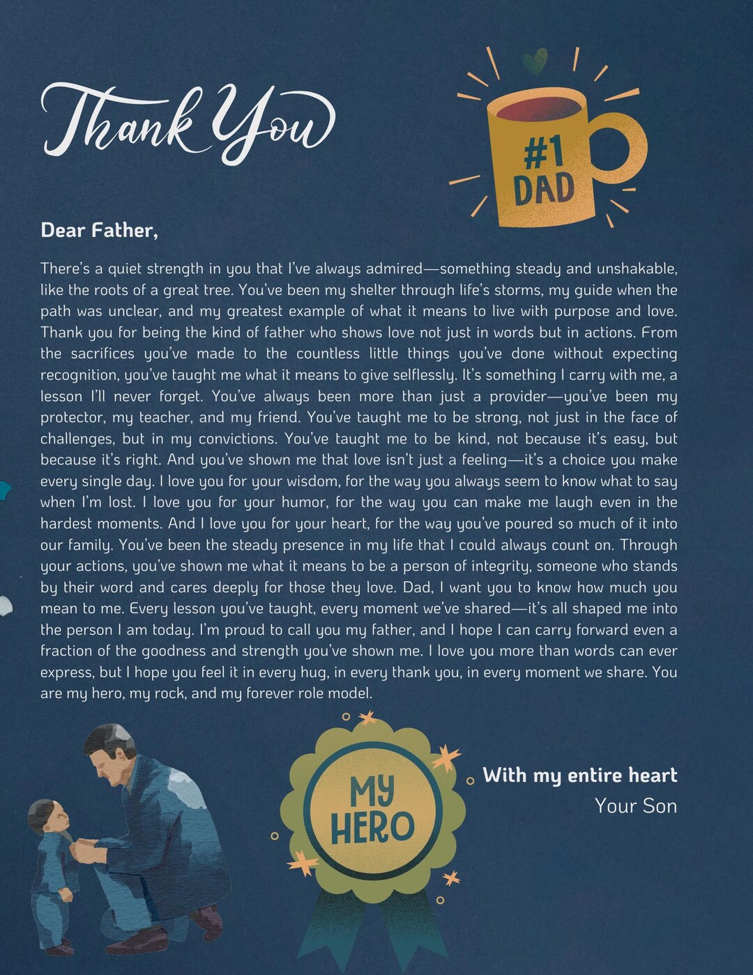 Thank You, Dad - A Heartfelt Letter From Your Son - Etsy