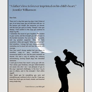 In Loving Memory of Dad - Printable Memorial Letter From Daughter - Etsy