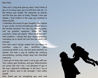 In Loving Memory of Dad - Printable Memorial Letter From Son - Etsy