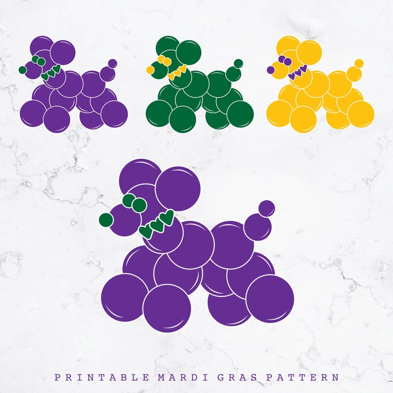 Mardi Gras Bead Dogs | Printable | Instant Download | Carnival Season ...