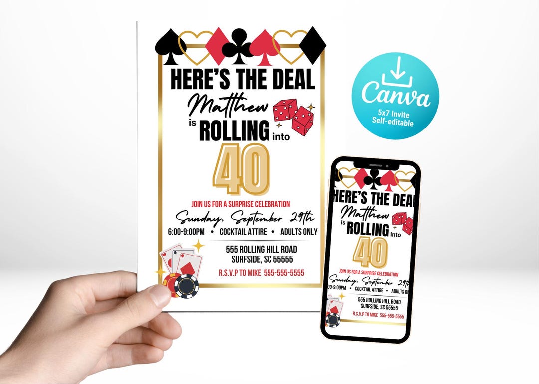 Poker Party Invitation, Vegas Themed Party Invitation, Adult Party ...