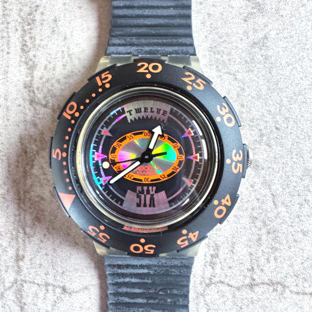 Swatch Scuba Black Neon Watch Tech Diving SDK110 - Unworn - Etsy