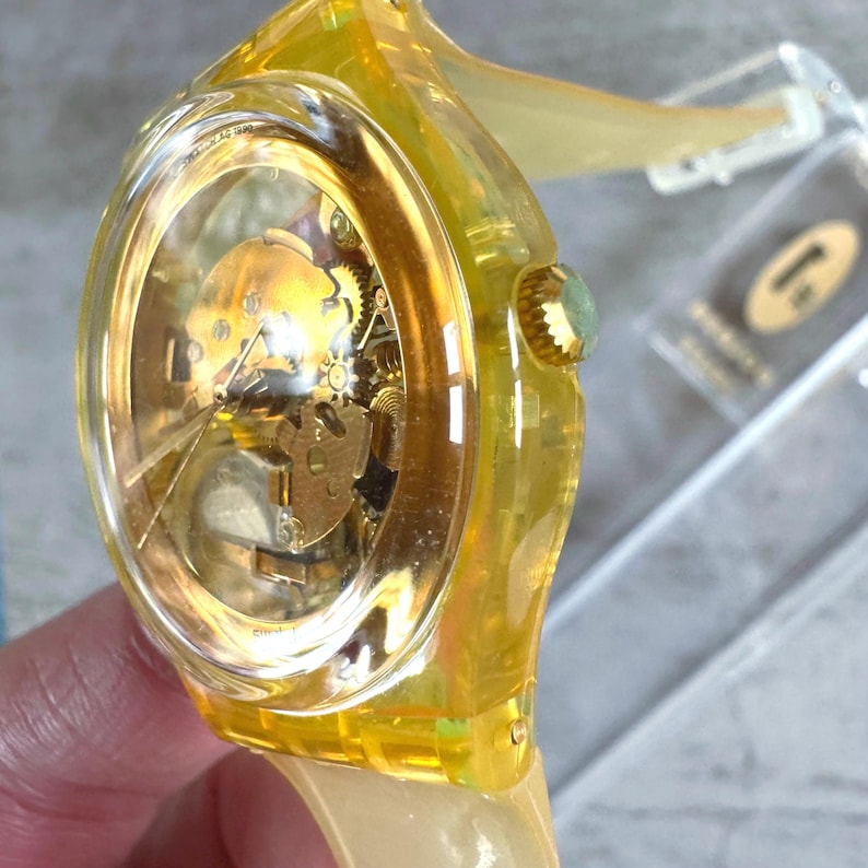 Vintage Iconic Swatch Watch GOLDEN JELLY Transparent Dial - Club ...